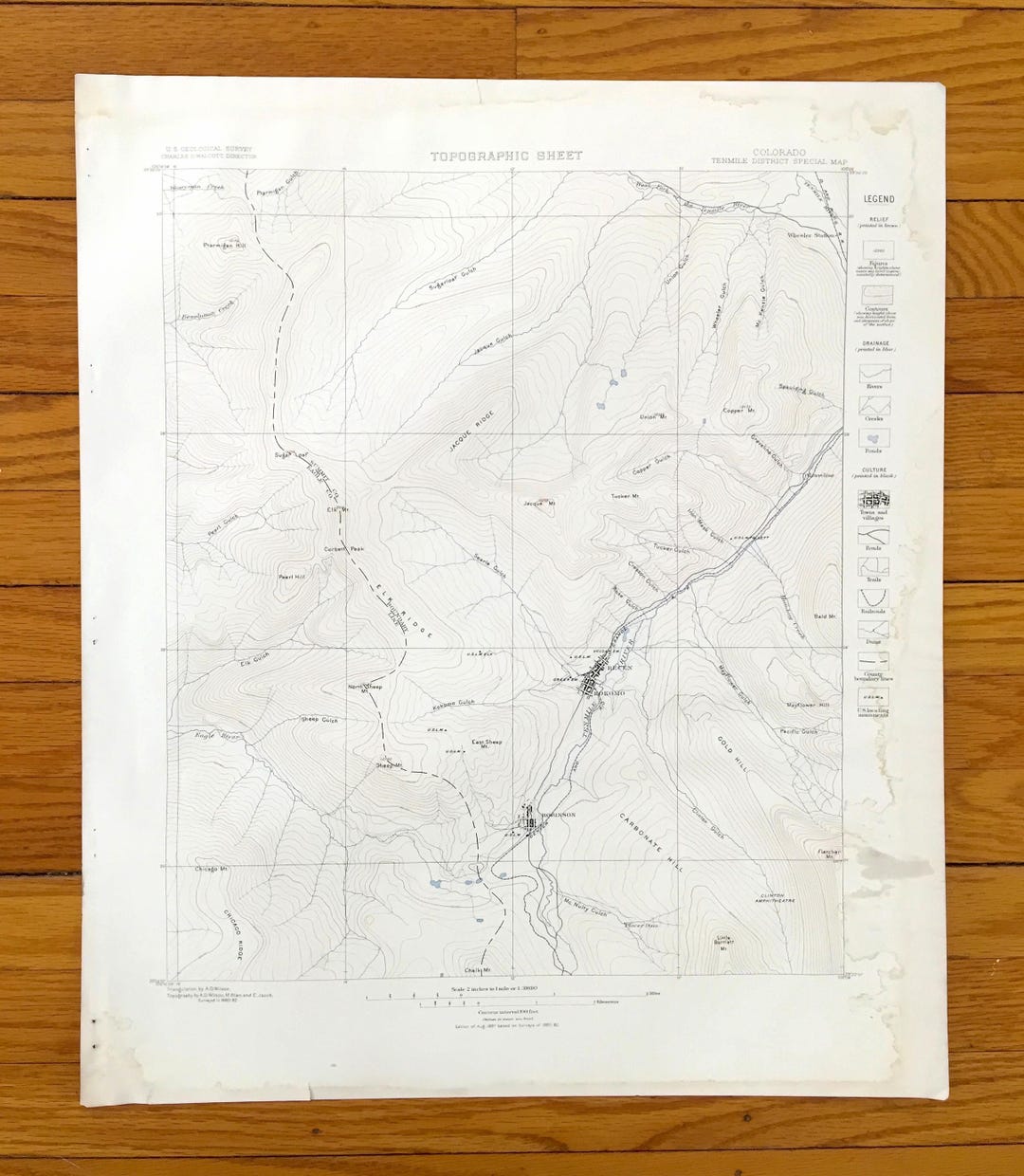 Antique Tenmile District, Colorado 1897 US Geological Survey ...