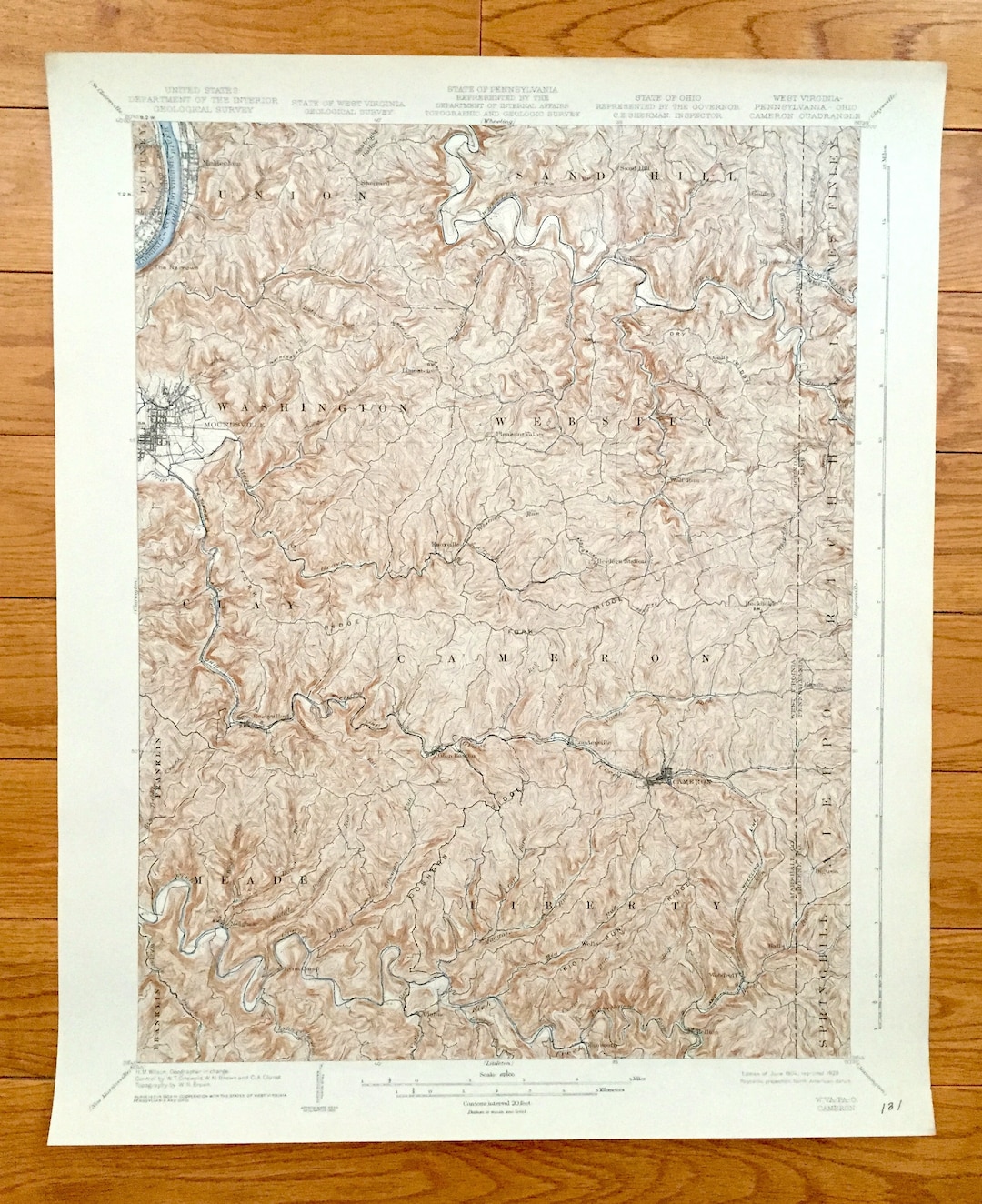 Antique Cameron, West Virginia 1904 US Geological Survey Topographic ...