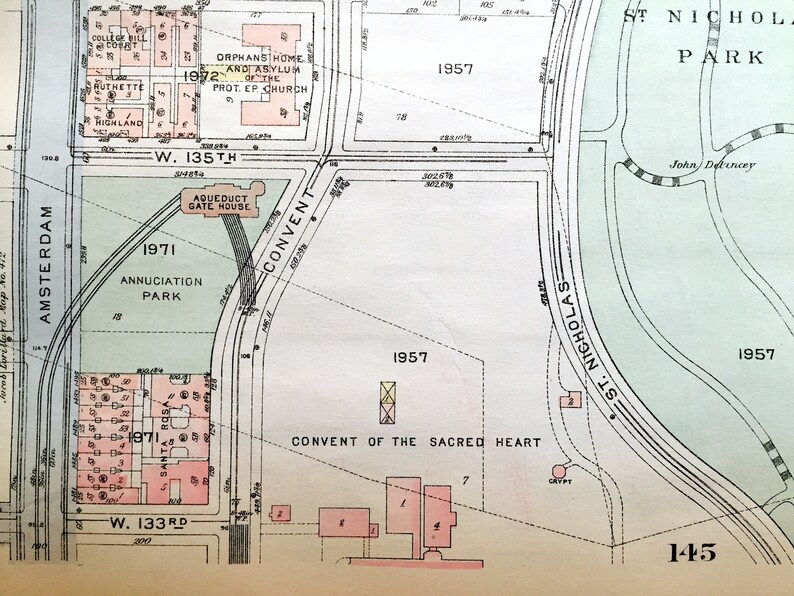Antique Manhattan, New York City Map From Bromley's 1925 Manhattan Land ...