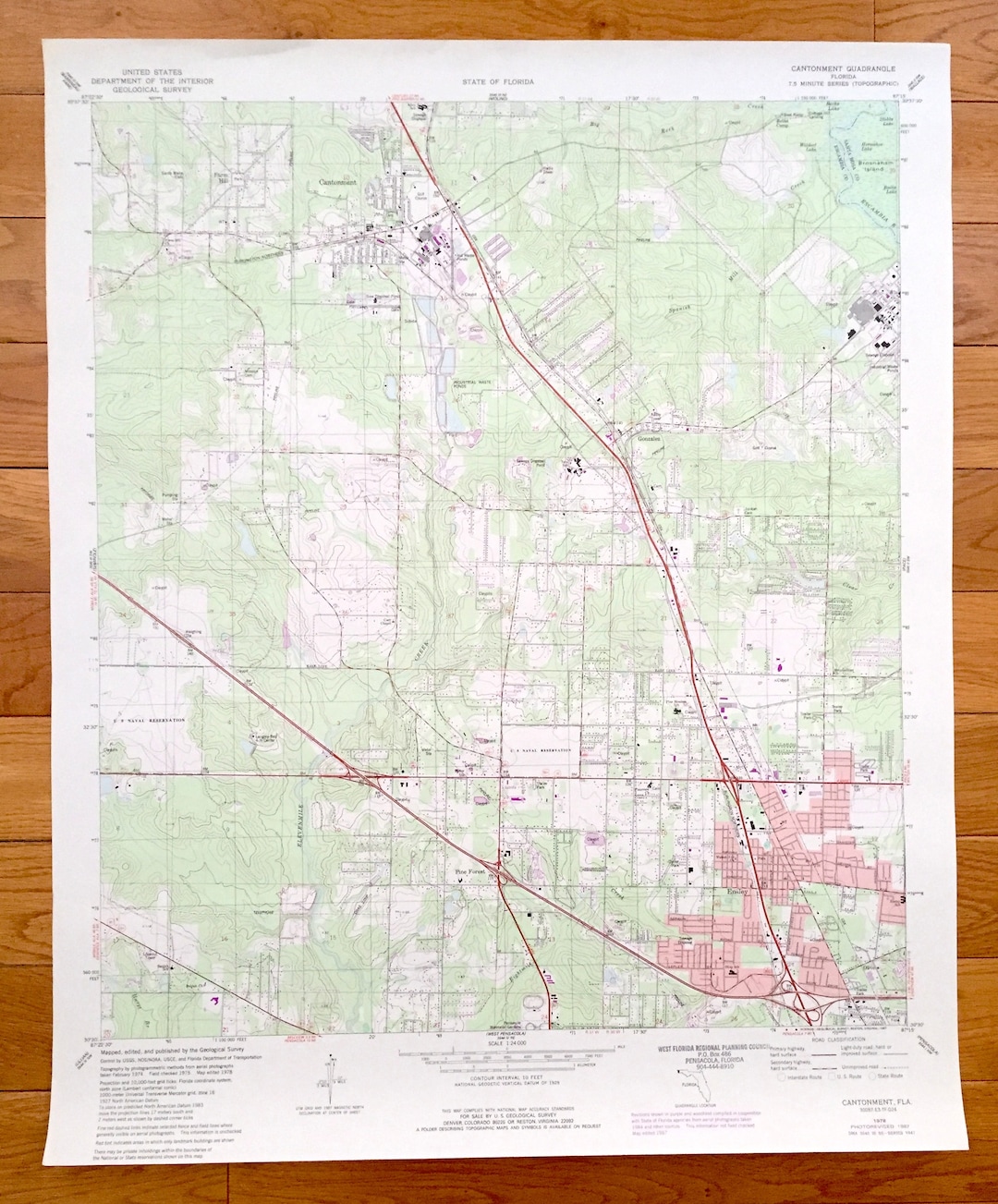 Antique Cantonment, Florida 1978 US Geological Survey Topographic Map ...
