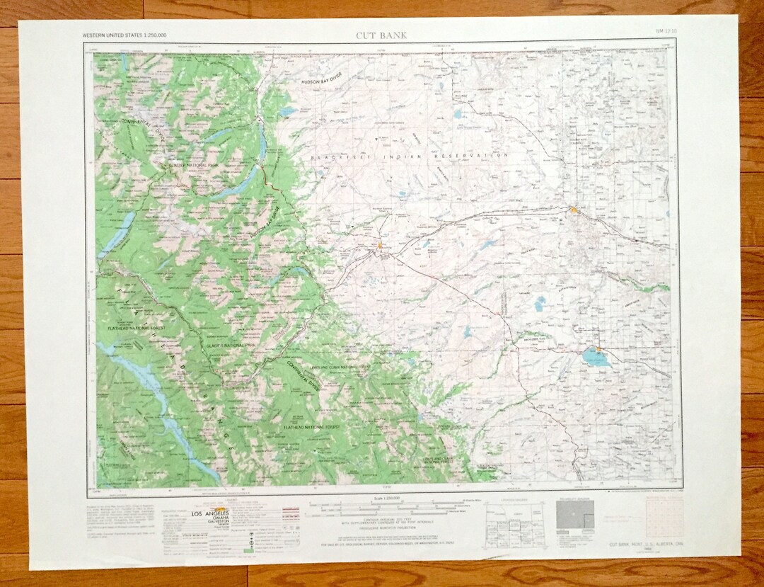 Antique Cut Bank, Montana 1960 US Geological Survey Mappa topografica ...