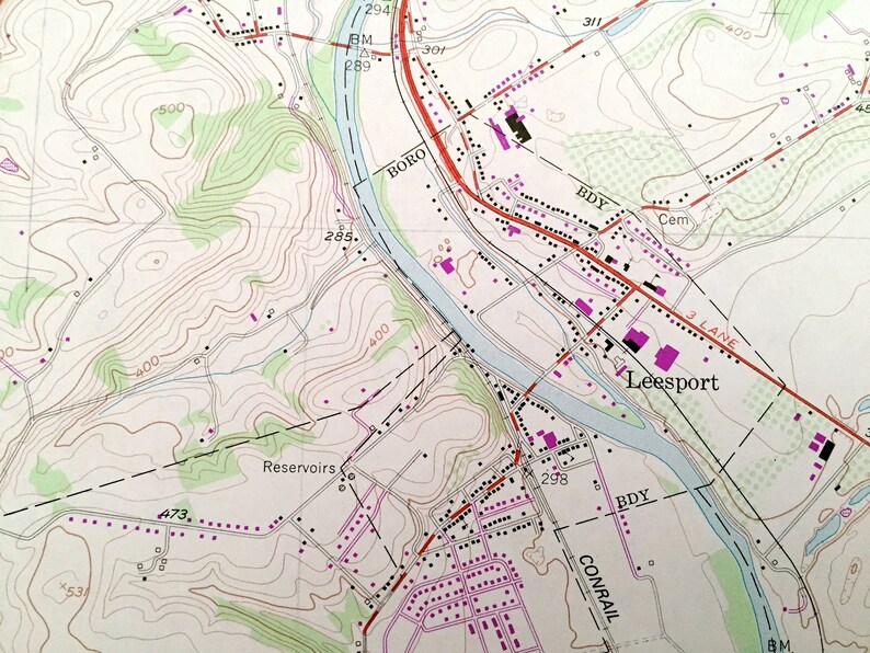 Antique Temple Pennsylvania 1956 US Geological Survey | Etsy