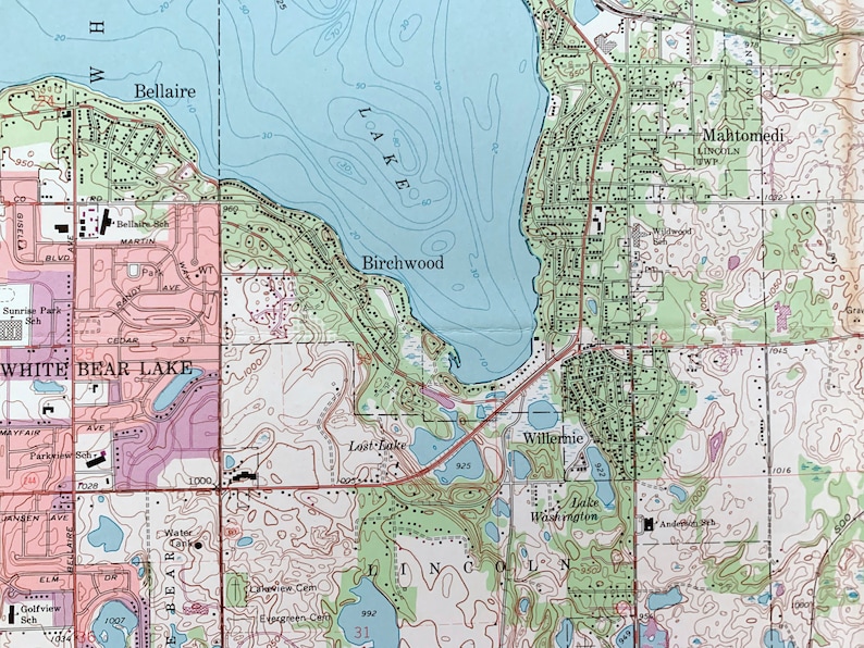 Antique White Bear Lake East, Minnesota 1967 US Geological Survey ...