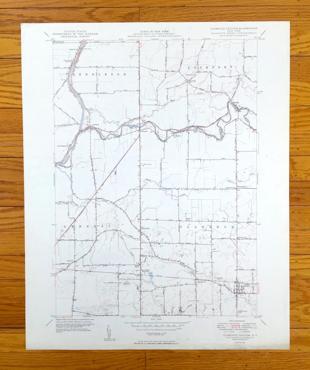 Antique Clarence Center, New York 1948 US Geological Survey Topographic Map – Pendleton ...