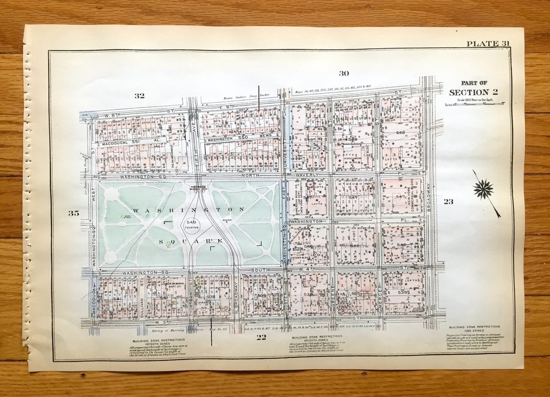 Antique Manhattan, New York City Map From Bromley's 1925 Manhattan Land ...