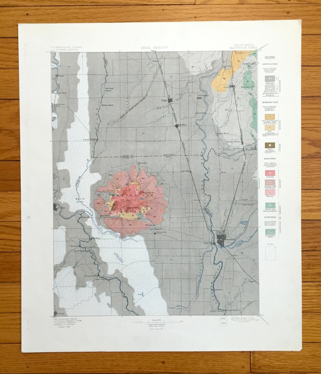 Antique Marysville, California 1886 US Geological Survey Topographic ...