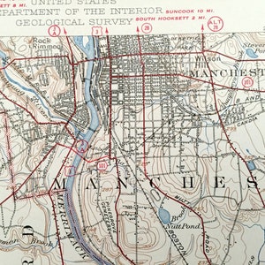 Antique Manchester, New Hampshire 1941 US Geological Survey Topographic ...