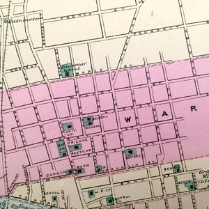 Antique 1871 City of Fall River, Massachusetts Map From F.W. Beers ...