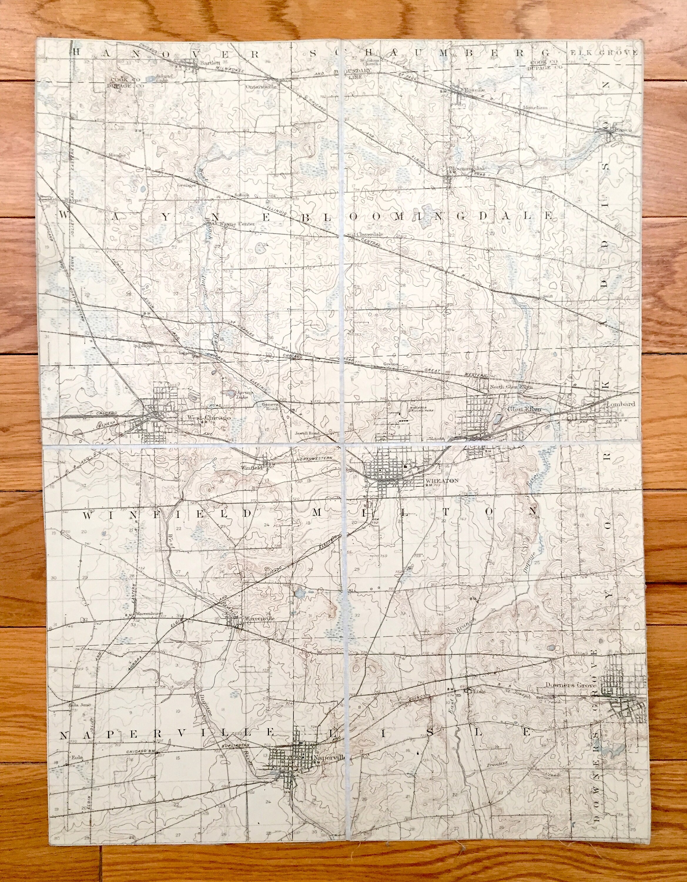 Antique Wheaton, Illinois 1908 US Geological Survey Topographic Map ...
