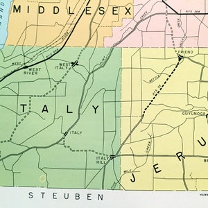 Antique Yates County, New York 1941 Historical Atlas Map – Penn Yan ...