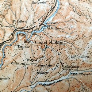 Antique 1904 Tivoli, Italy Map From Baedekers Guide – Rome, Lazio ...