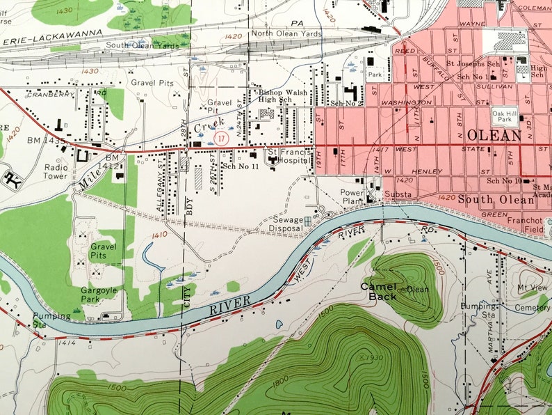 Antique Olean New York 1961 US Geological Survey Topographic - Etsy