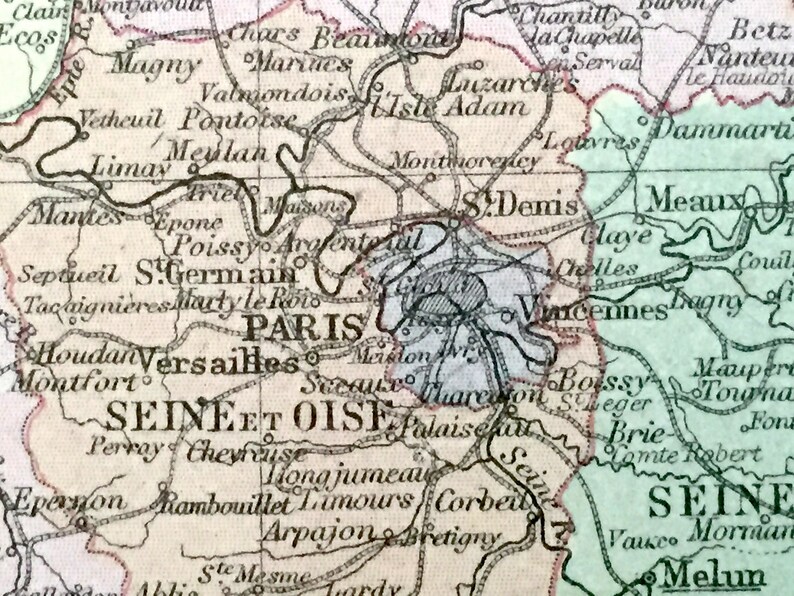 Antique 1888 France Map From A & C Black's World Atlas – Paris ...