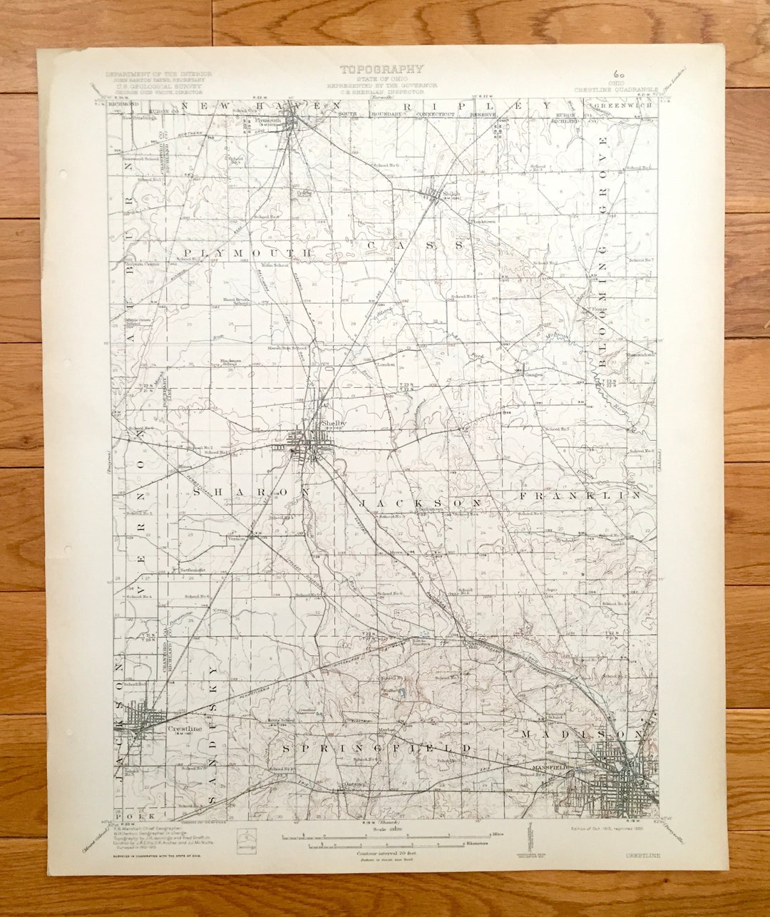 Antique Crestline, Ohio 1915 US Geological Survey Topographic Map ...