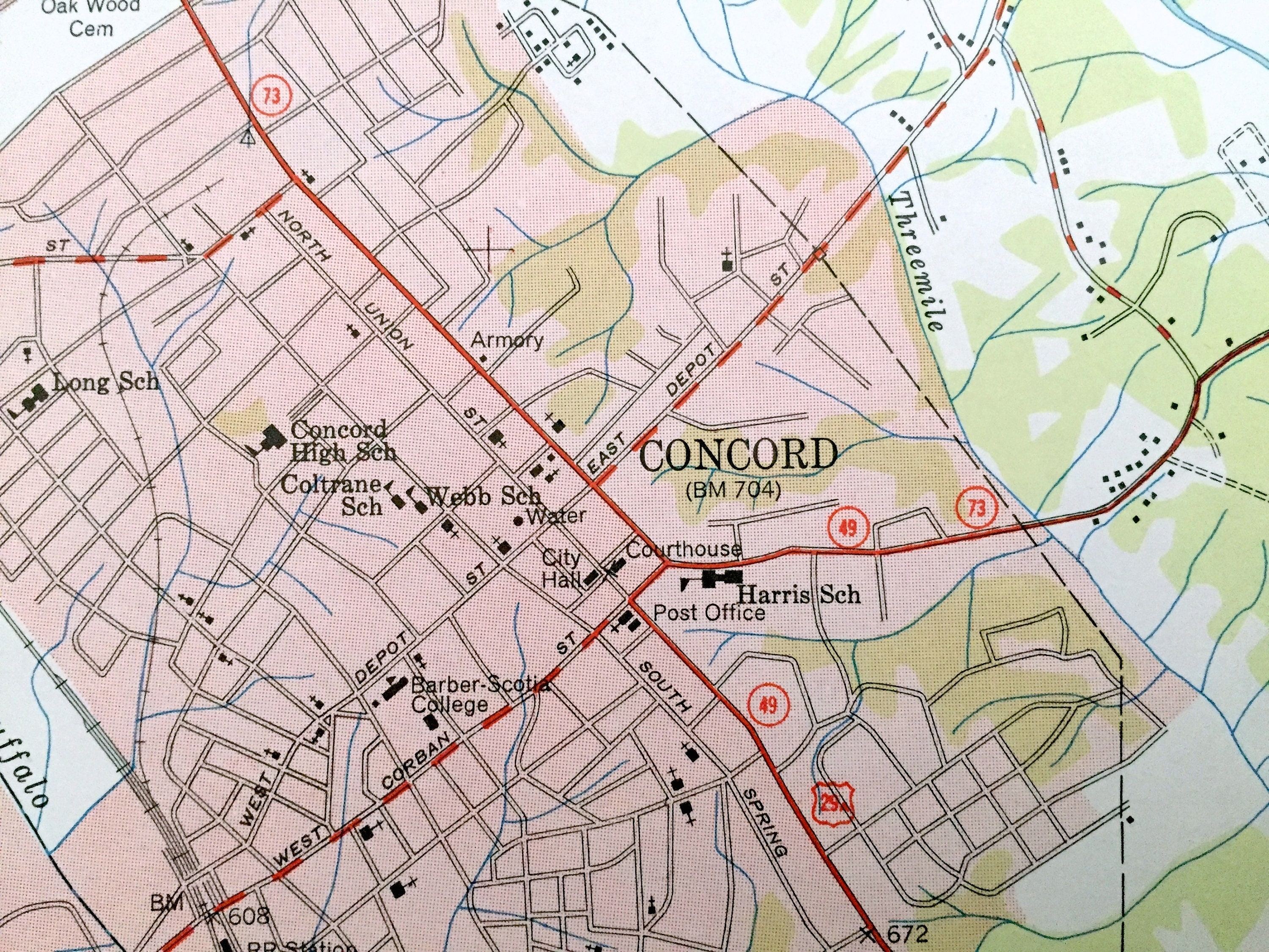 Antique Concord Carolina del Norte 1950 Mapa Topográfico del | Etsy