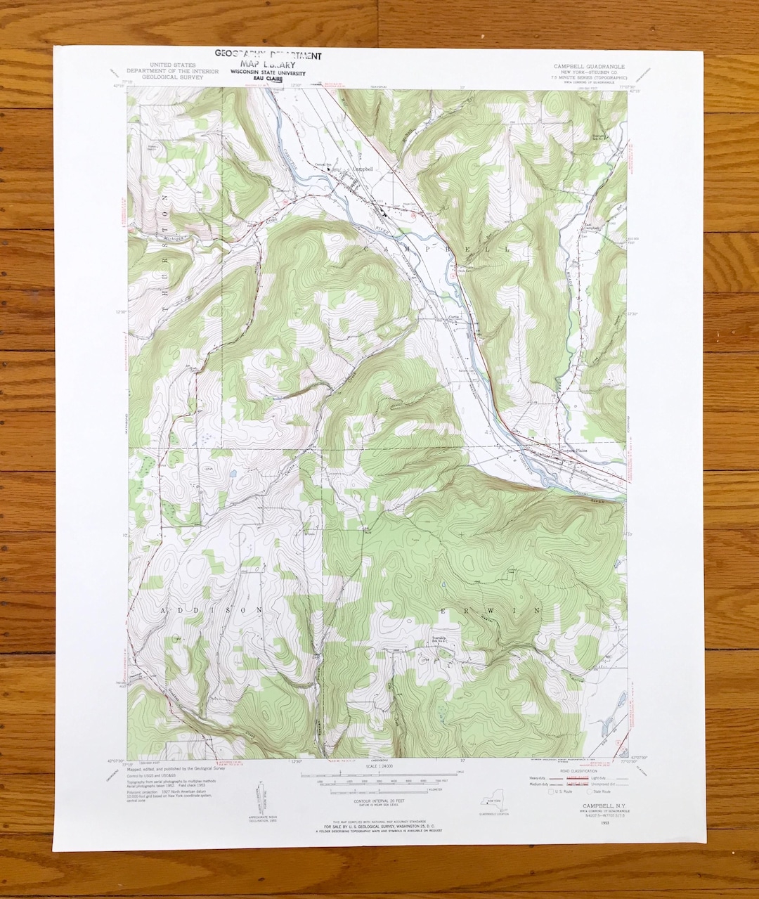 Antique Campbell, New York 1953 US Geological Survey Topographic Map ...