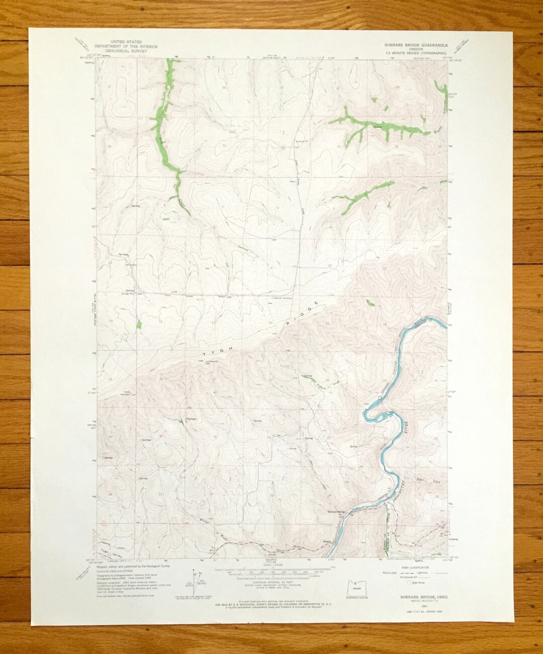 Antique Sherars Bridge, Oregon 1962 US Geological Survey Topographic ...