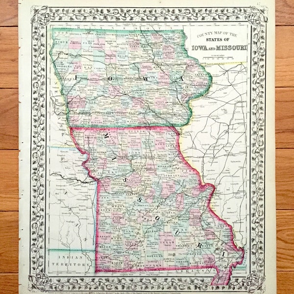 Ia Map Mo - Etsy