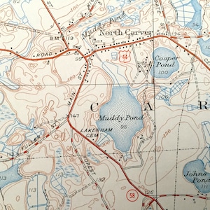 Antique Plympton, Massachusetts 1941 US Geological Survey Topographic ...