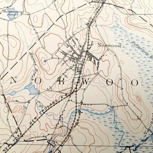 Antique Dedham, Massachusetts 1894 US Geological Survey Topographic Map ...