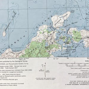 Antique Woods Hole, Massachusetts 1967 US Geological Survey Topographic ...