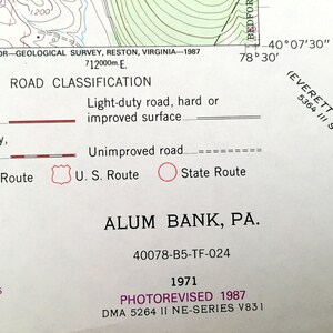 Antique Alum Bank, Pennsylvania 1971 US Geological Survey Topographic ...