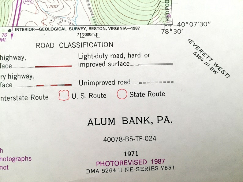 Antique Alum Bank, Pennsylvania 1971 US Geological Survey Topographic ...