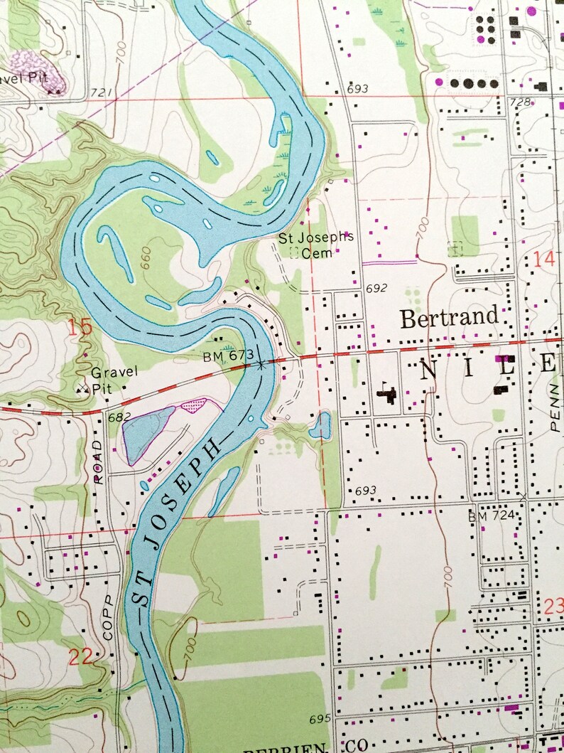 Antique Niles, Indiana 1971 US Geological Survey Topographic Map ...