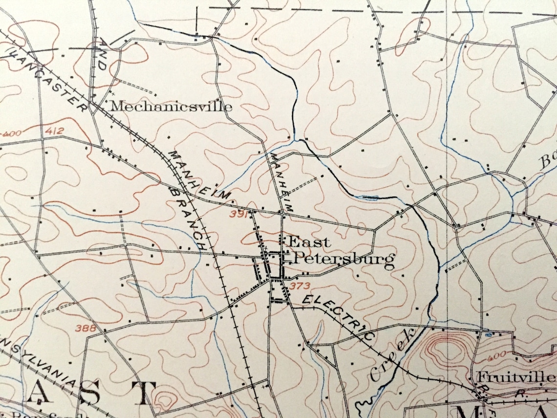 Antique Lancaster Pennsylvania 1904 US Geological Survey | Etsy