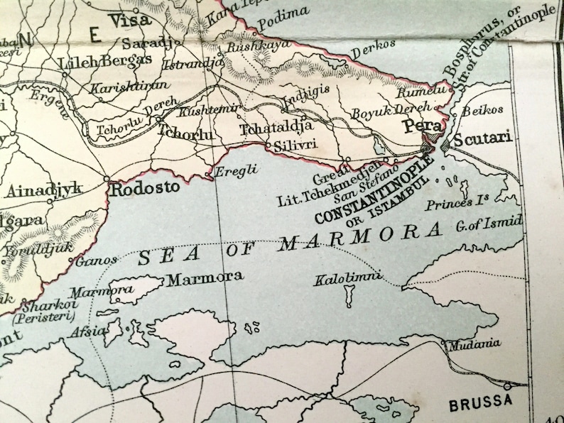 Antique 1888 Turkey in Europe Map From A & C Black's World | Etsy