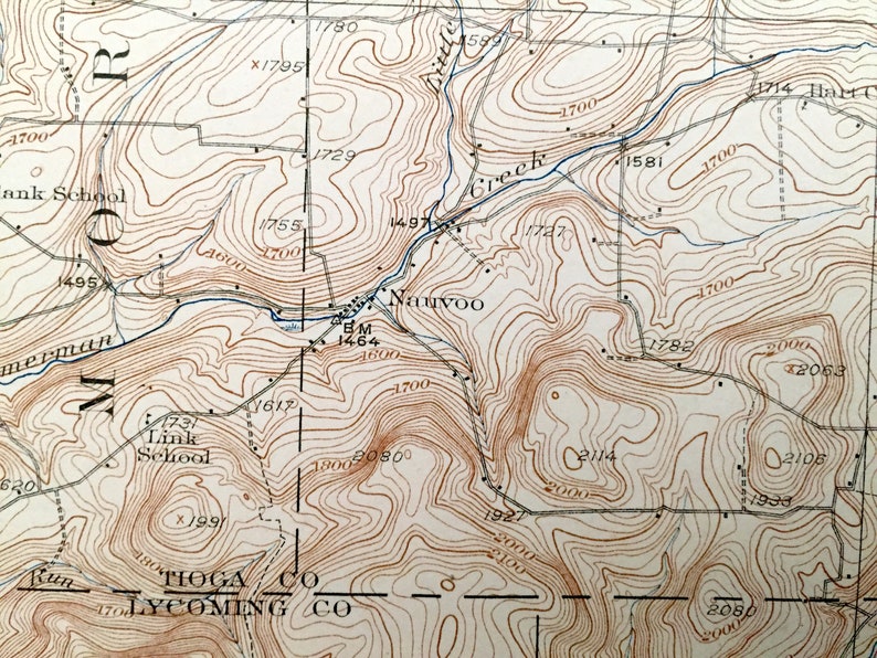 Antique Blossburg, Pennsylvania 1927 US Geological Survey Topographic ...