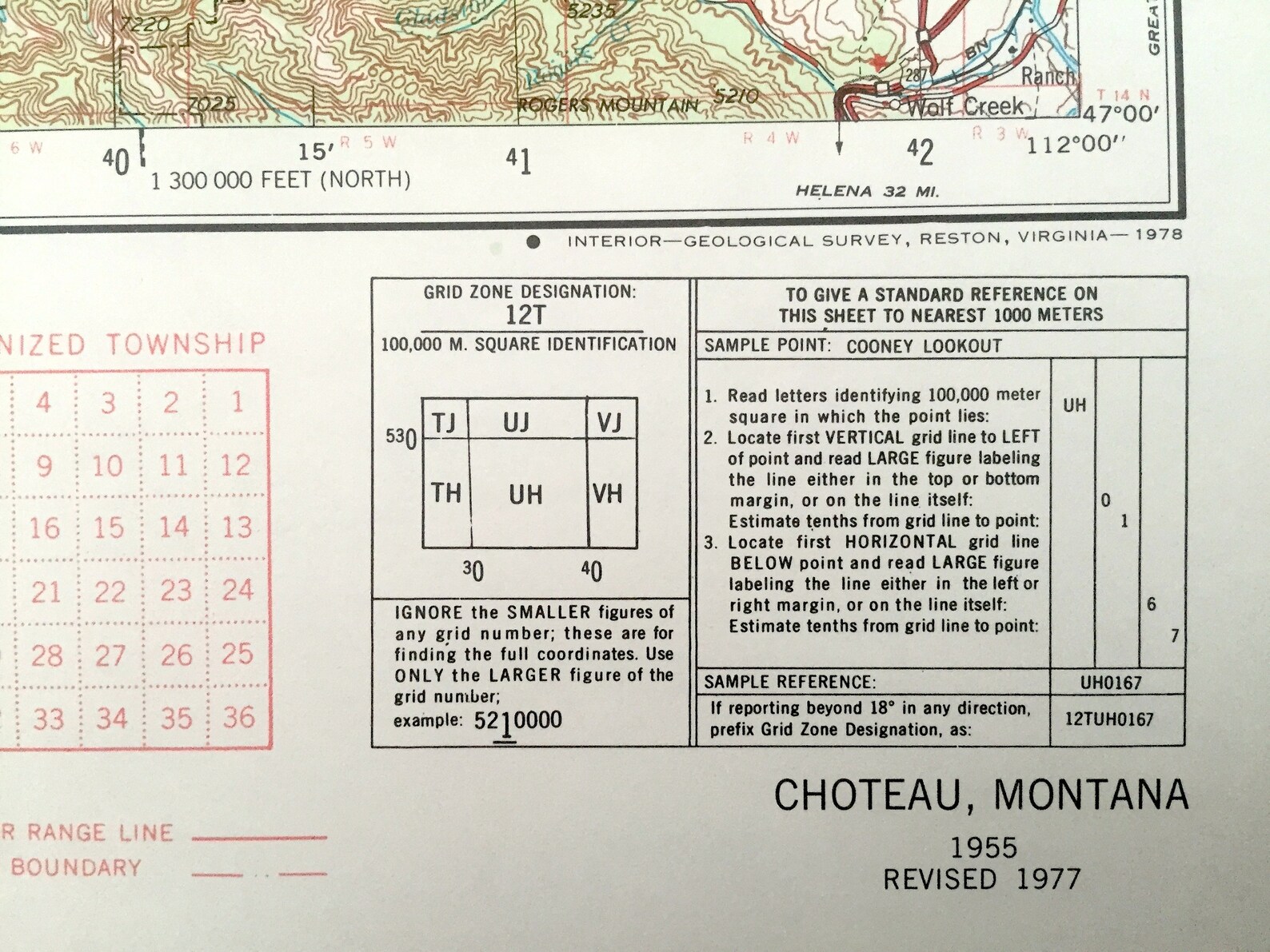 Antique Choteau, Montana 1955 US Geological Survey Topographic Map ...