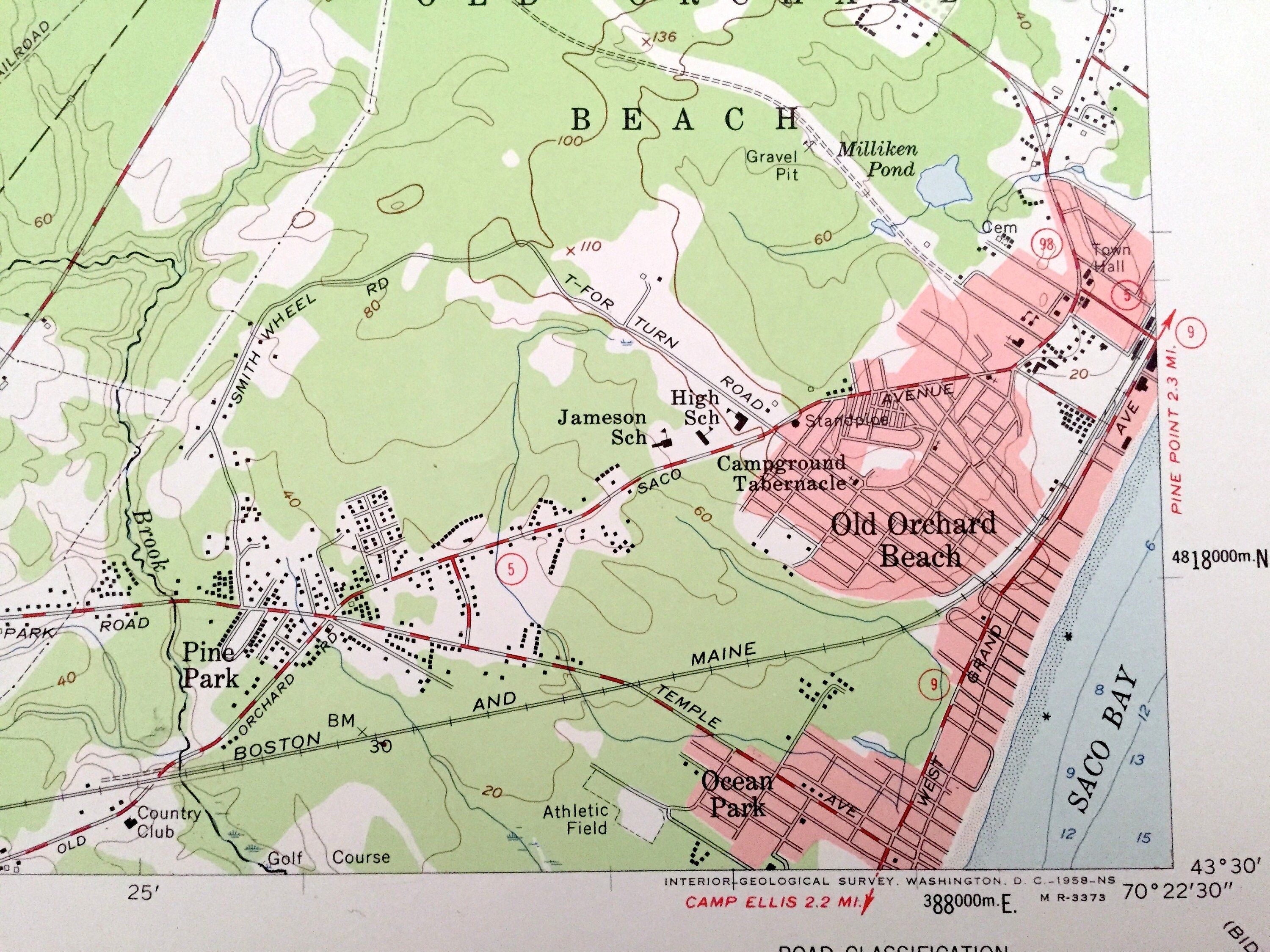 Antique Old Orchard Beach Maine 1956 US Geological Survey | Etsy
