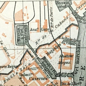 Antique 1914 Rochefort, France Map From Baedekers Guide Atlas ...