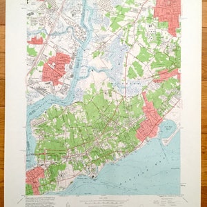 Antique Staten Island, New York 1955 US Geological Survey Topographic ...