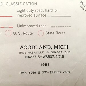 Antique Woodland, Michigan, 1981 US Geological Survey Topographic Map ...