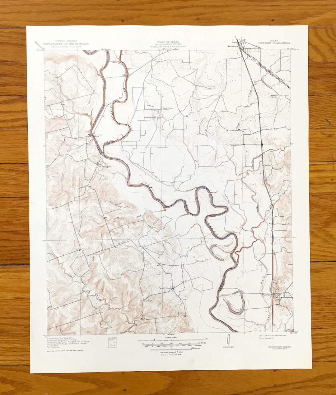 Antique Courtney, Texas 1912 US Geological Survey Topographic Map ...