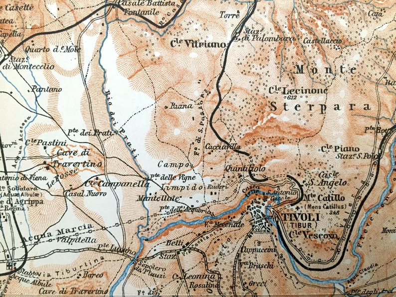 Antique 1904 Tivoli Italy Map From Baedekers Guide Rome - Etsy