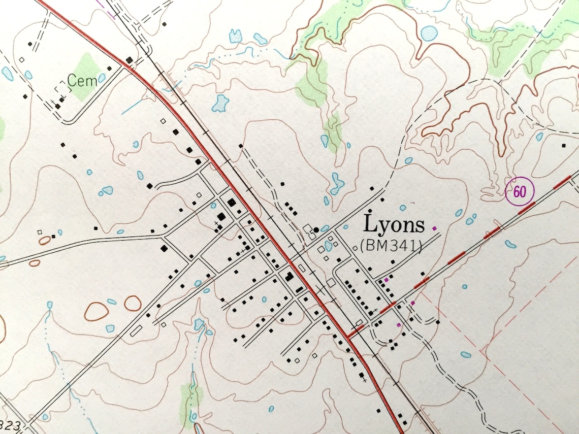 Antique Lyons Texas 1960 US Geological Survey Topographic Map - Etsy
