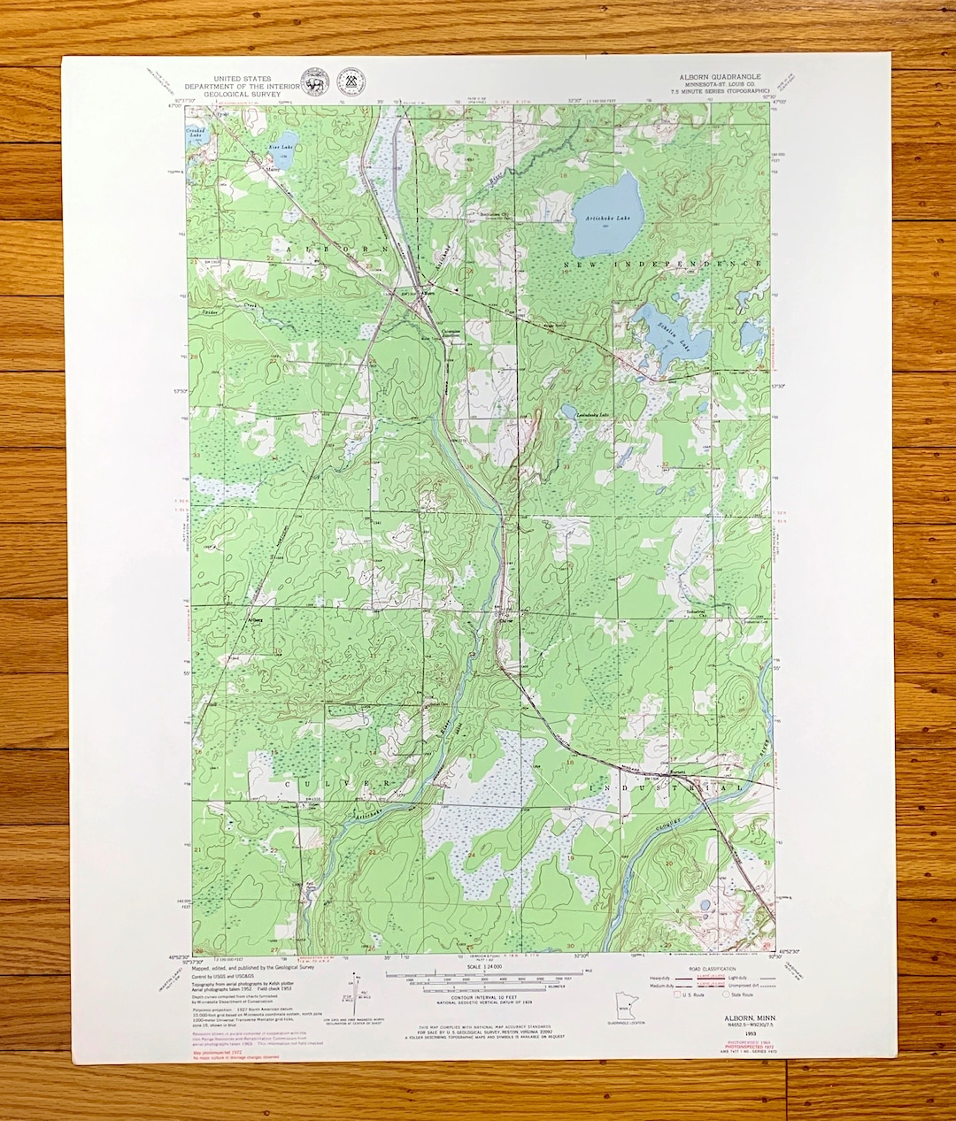 Antique Alborn, Minnesota 1953 US Geological Survey Topographic Map ...
