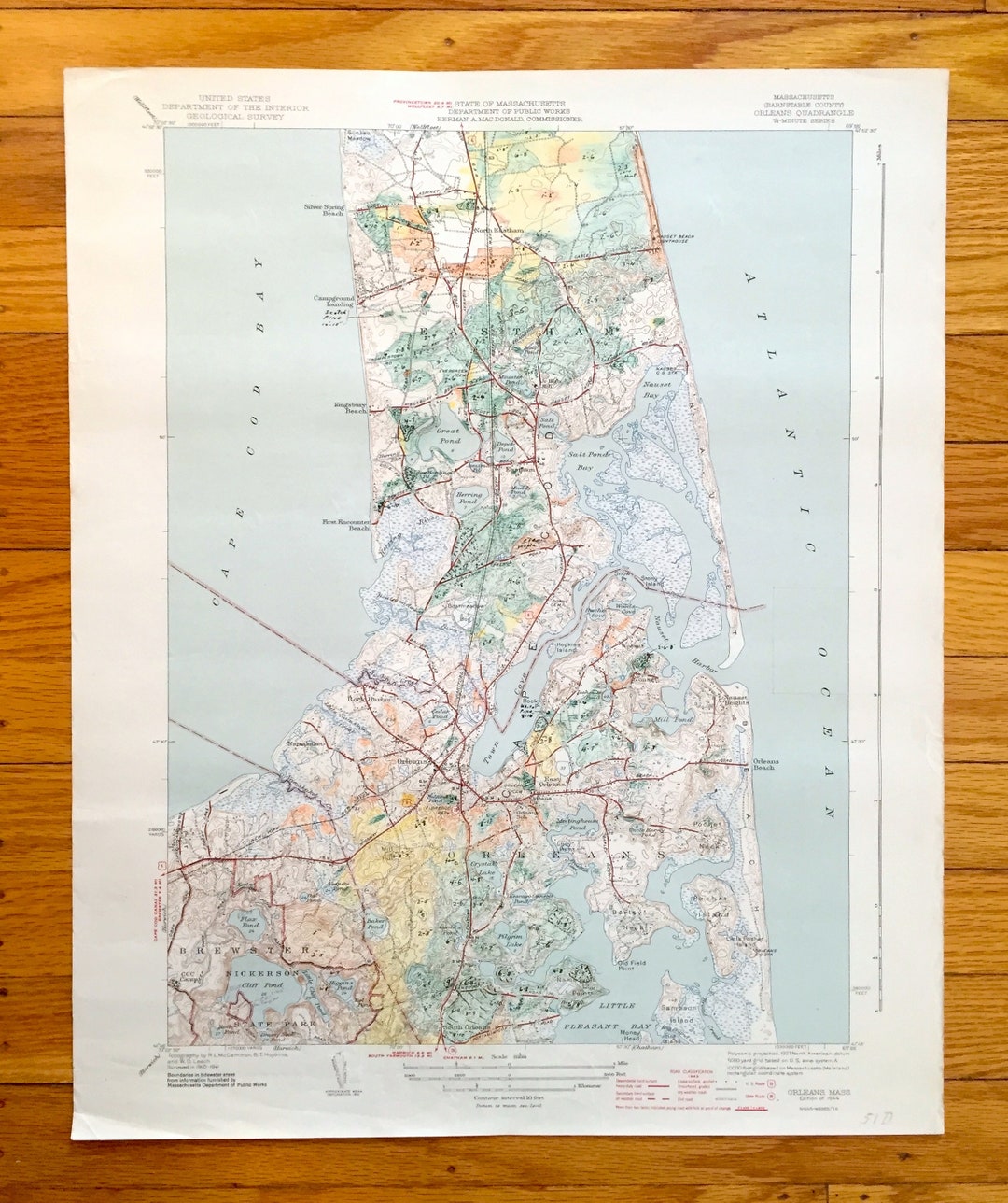 Antique Cape Cod, Orleans, Massachusetts 1944 US Geological Survey ...