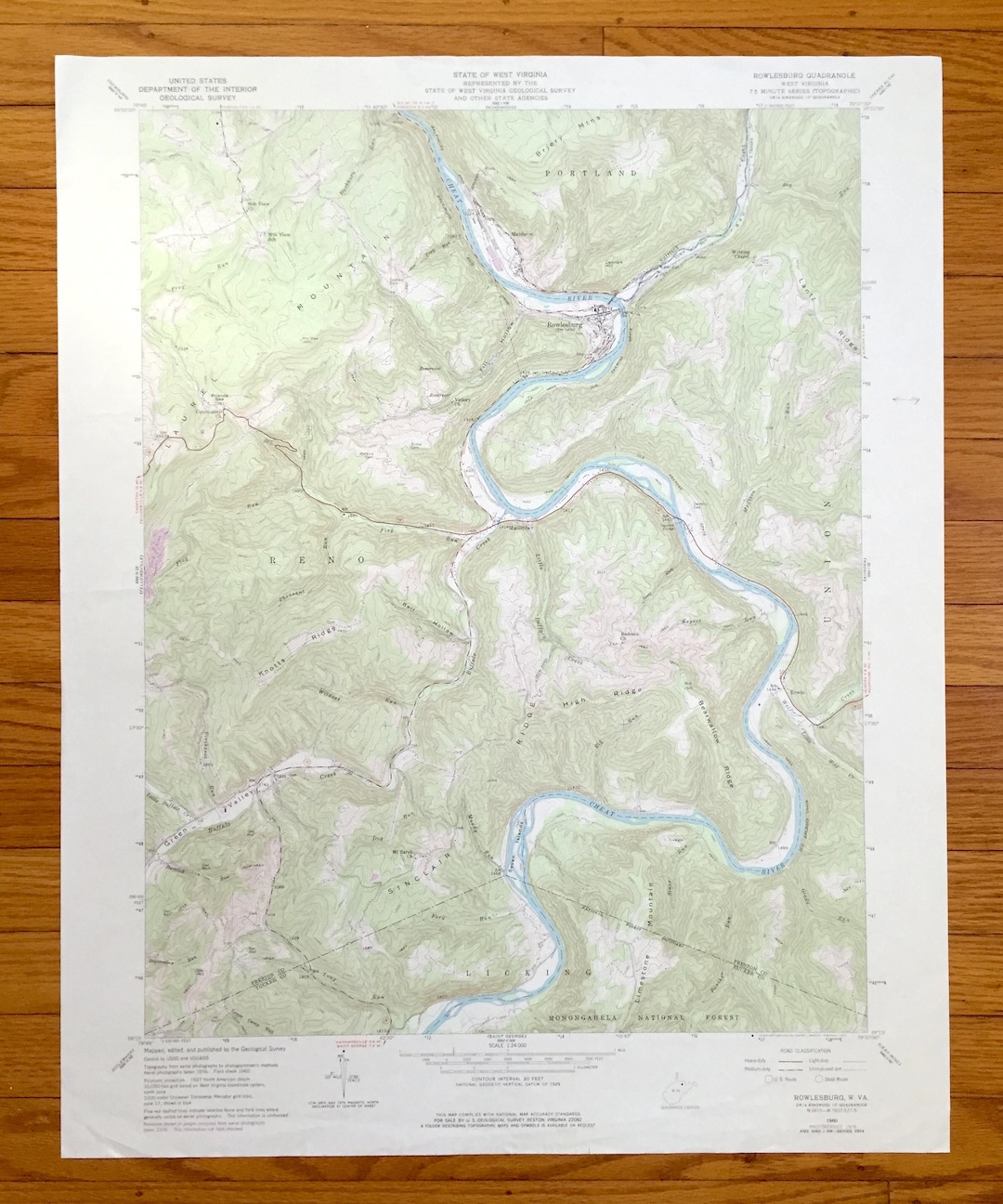 Antique Rowlesburg, West Virginia 1960 US Geological Survey Topographic ...