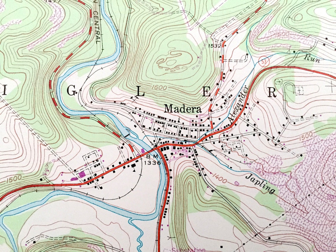 Antique Ramey, Pennsylvania 1945 US Geological Survey Topographic Map ...