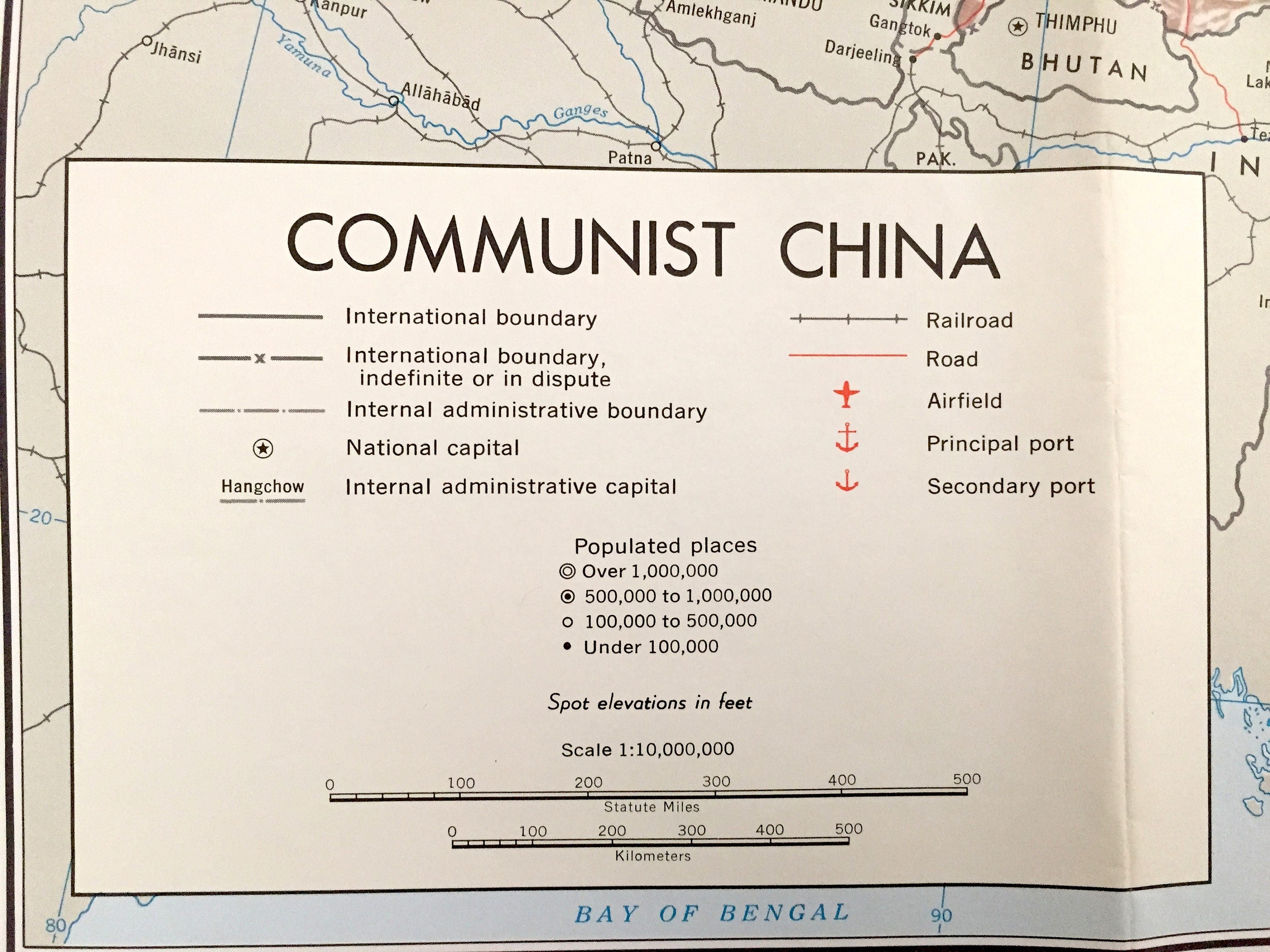 Antique 1960s China Map – Communist, Tibet, Burma, Mongolia, Soviet ...