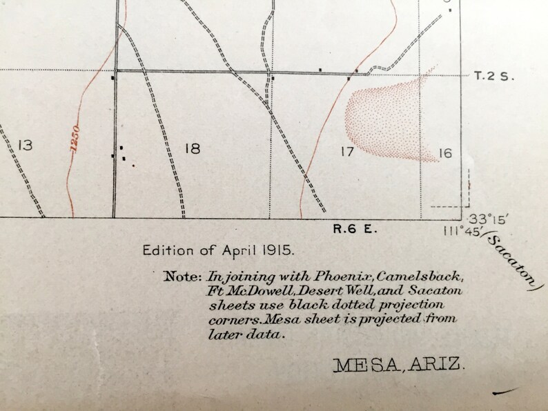 Antique Tempe & Mesa Arizona 1915 US Geological Survey - Etsy