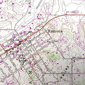 Antique Ramona, California 1955 US Geological Survey Topographic Map ...