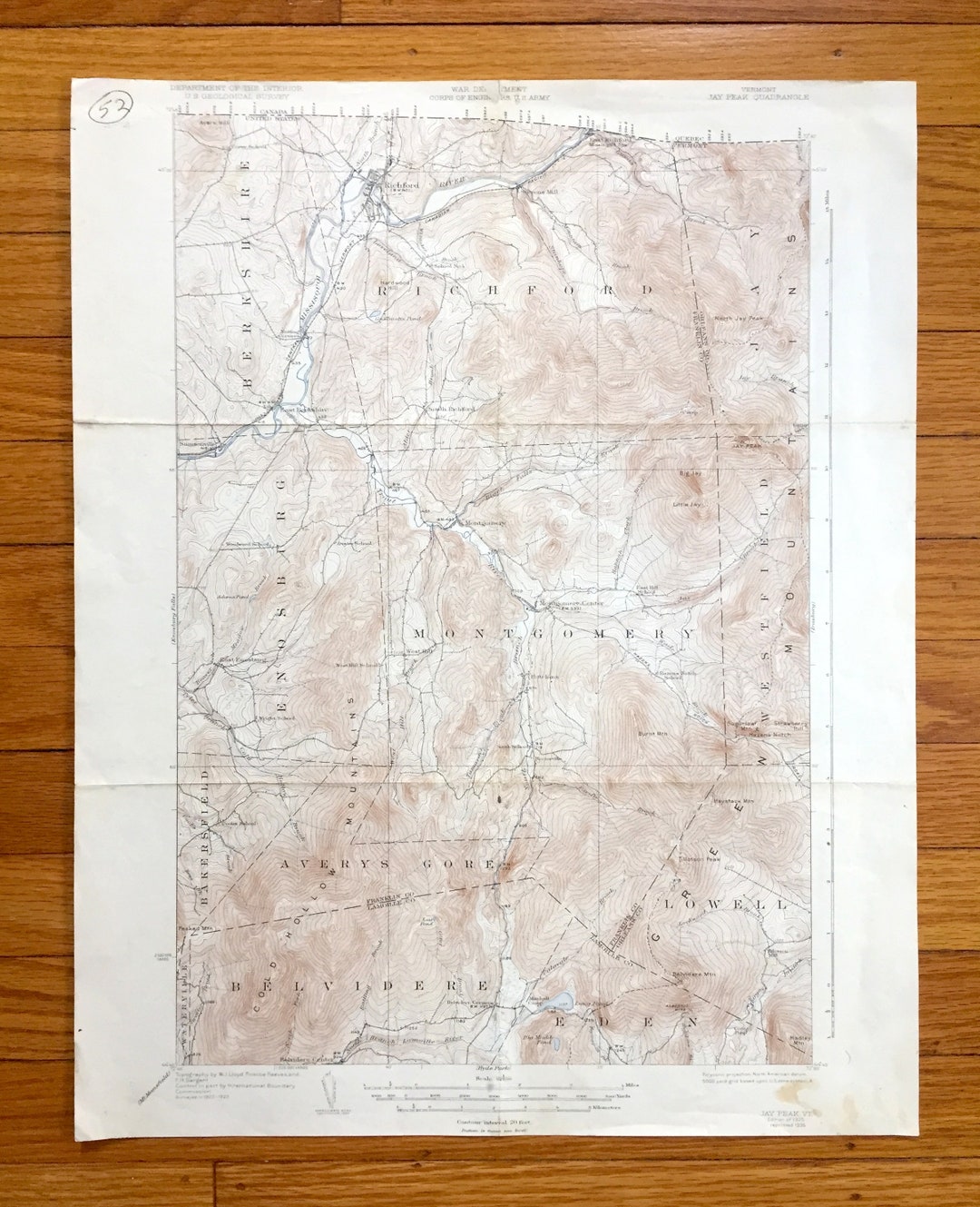 Antique Jay Peak, Vermont 1925 US Geological Survey Topographic Map ...