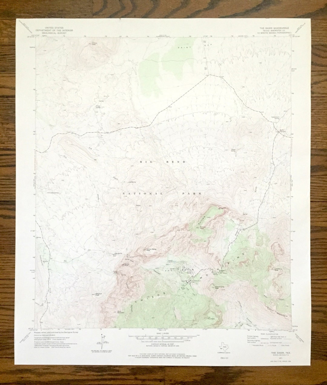 Antique the Basin, Big Bend National Park, Texas 1971 US Geological ...
