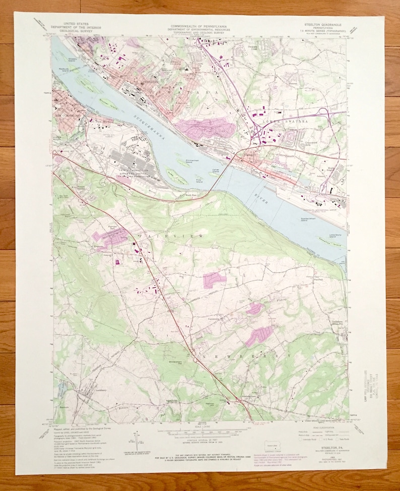 Antique Steelton, Pennsylvania 1963 US Geological Survey Topographic ...