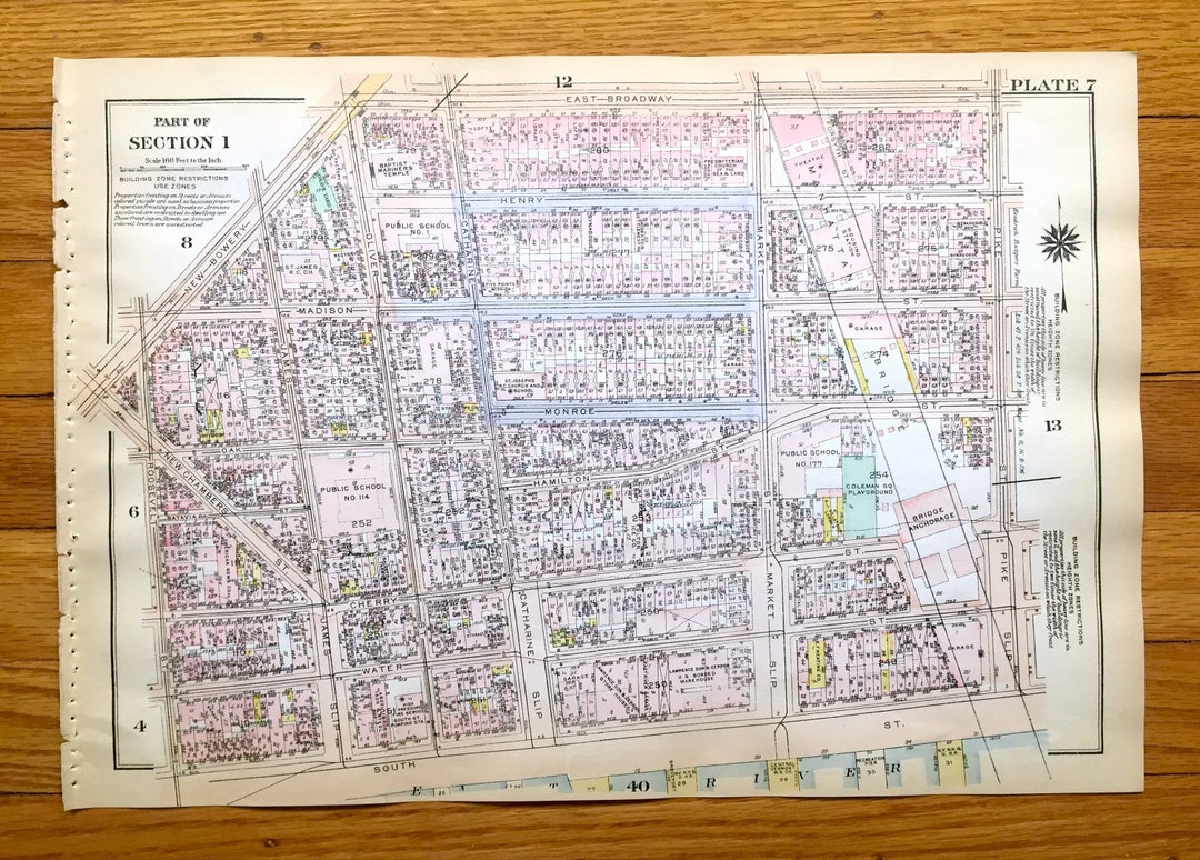 Antique Manhattan, New York Map From Bromley's 1925 Manhattan Land Book ...